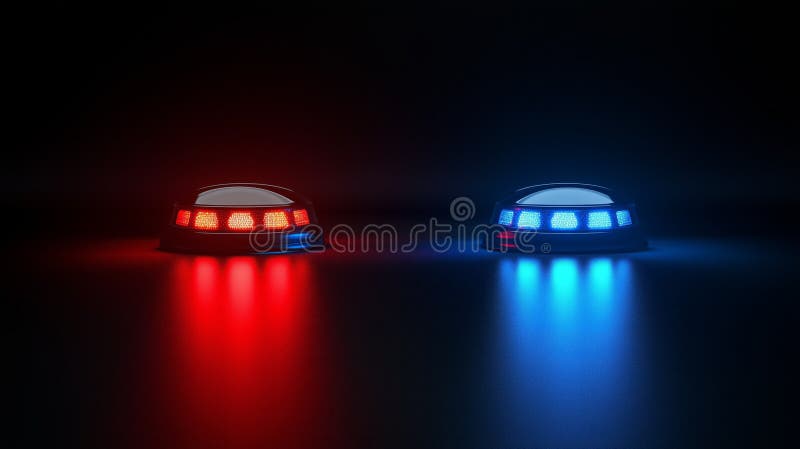Red and Blue Police Sirens Glowing in the Dark Stock Illustration ...