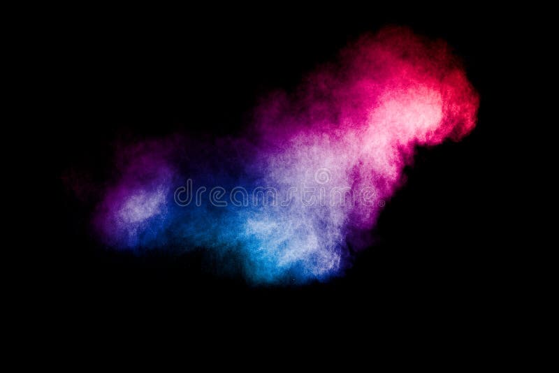 Red Blue Powder Explosion Cloud on Black Background Stock Photo - Image ...