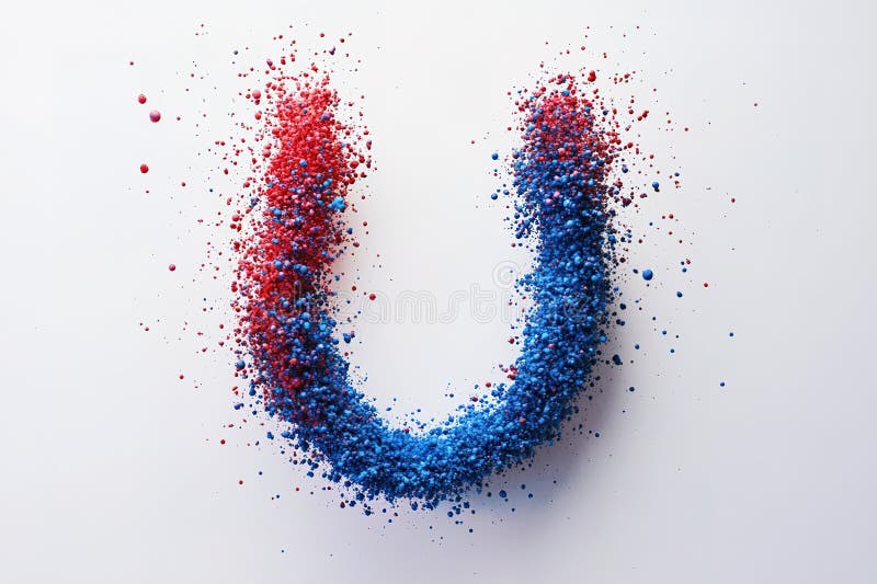 Red and Blue Powder Explosion: Dynamic Capital U Design Element ...