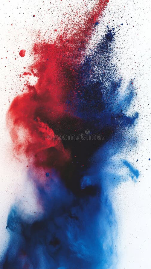 Red and Blue Powder Explosion on White Background, Abstract Art Concept ...