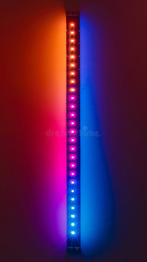 A Red Blue and Purple Light Strip on a Wall Stock Image - Image of ...