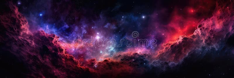Red Blue Purple Space , Panoramic Background. Generative AI Stock ...