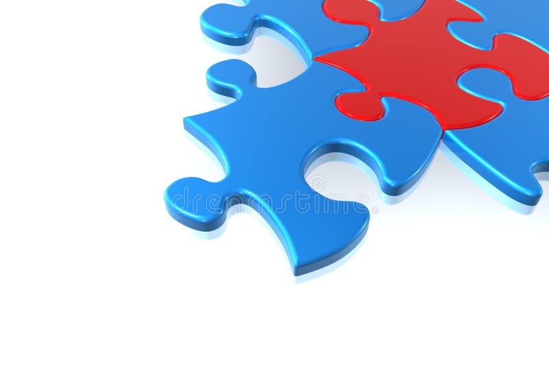 Red and blue puzzle pieces stock illustration. Illustration of ...