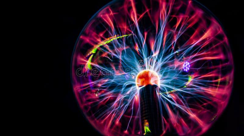 Plasma Ball Lighting Red and Blue Stock Image - Image of globe, power ...