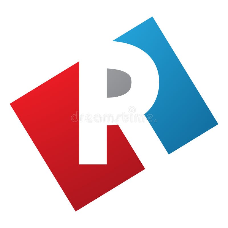 Red and Blue Rectangle Shaped Letter R Icon Stock Vector - Illustration ...