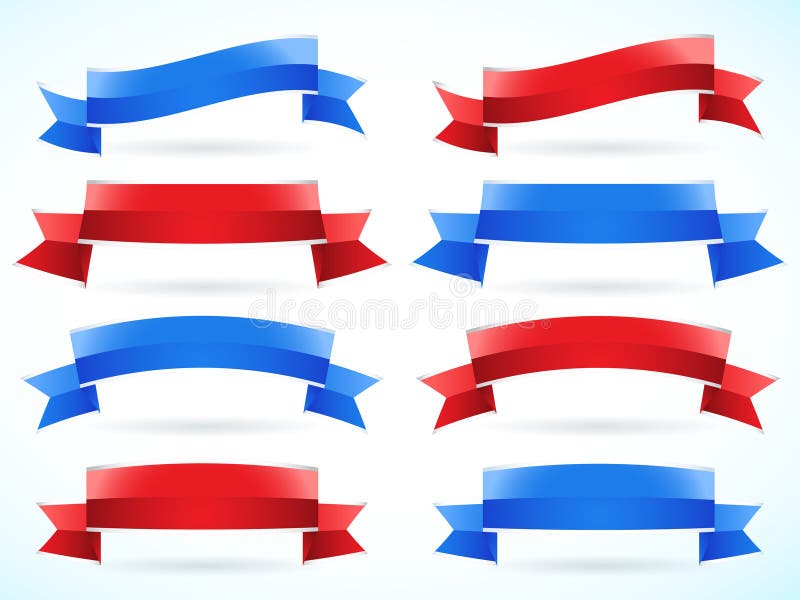 Red and blue ribbon set stock vector. Illustration of ribbon - 41870633