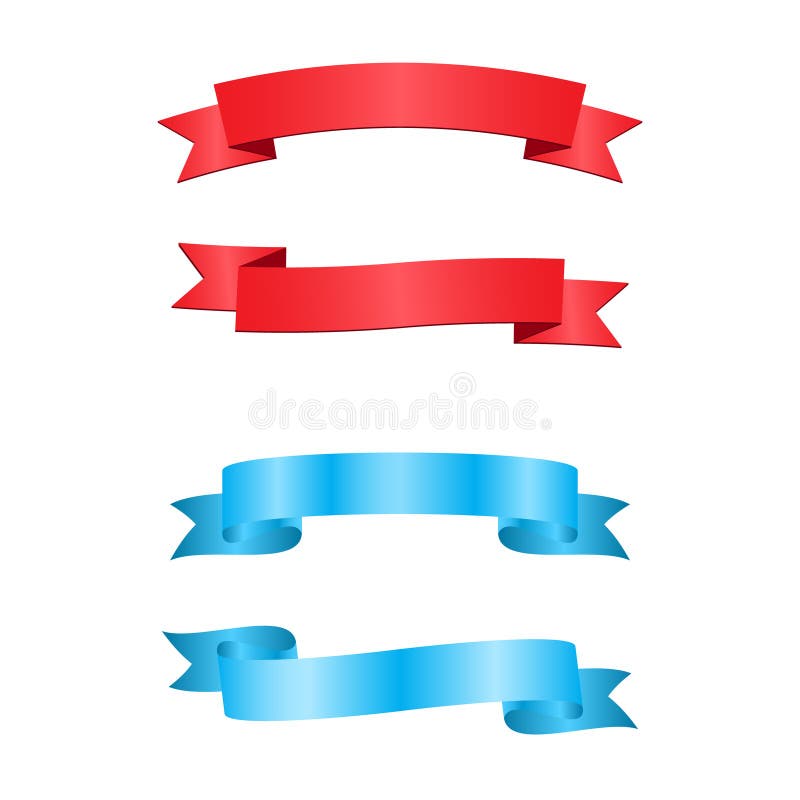 Set of Red and Blue Ribbons Stock Vector - Illustration of banner ...
