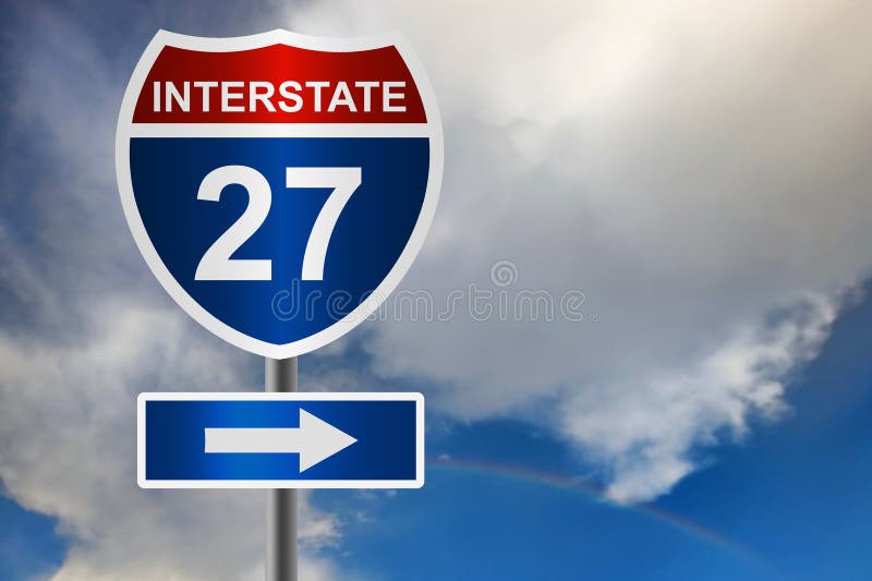 Red and Blue Road Sign for Interstate 27 Highway Stock Illustration ...