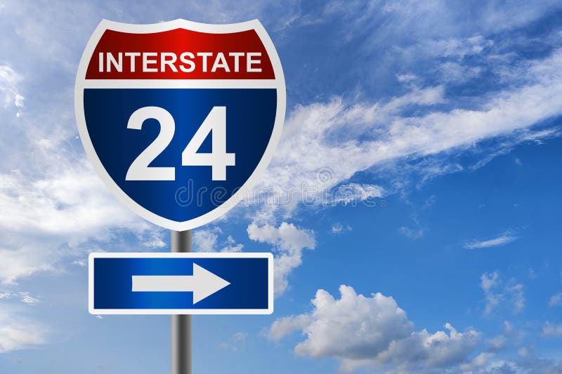 Red and Blue Road Sign for Interstate 24 Highway Stock Illustration ...