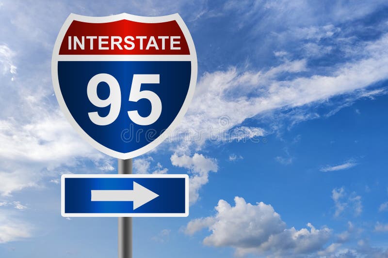 Red and Blue Road Sign for Interstate 95 Highway Stock Photo - Image of ...