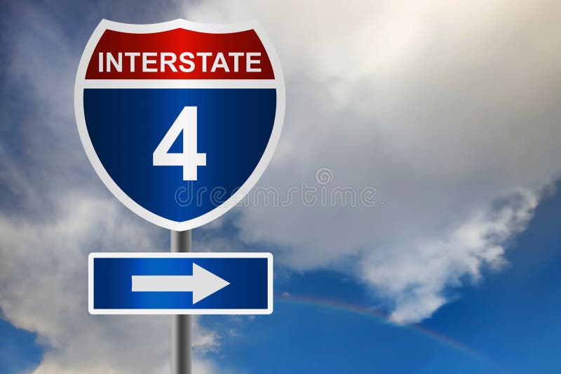 Red and Blue Road Sign for Interstate 4 Highway Stock Illustration ...