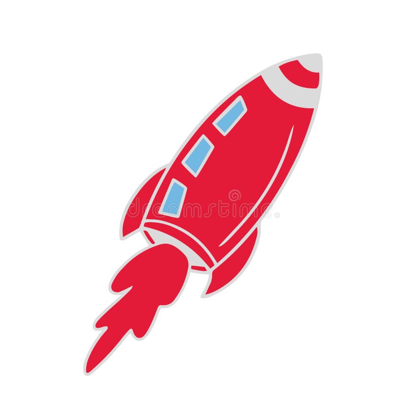 Red and Blue Rocket Icon stock vector. Illustration of rocket - 308593926