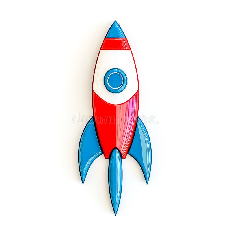 Red and Blue Rocket Icon Flying on Transparent Background Stock ...