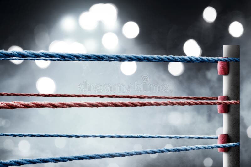 Red and Blue Rope on the Boxing Ring Corner Stock Image - Image of ...