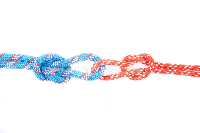 Red and Blue Rope Knots with Loops Stock Image - Image of help, knot ...