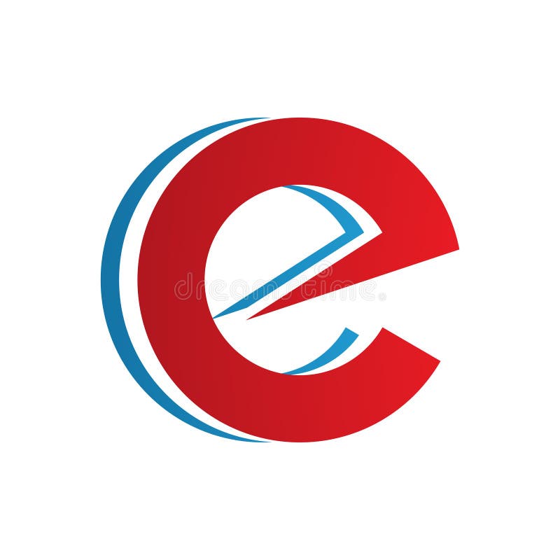 Red and Blue Round Layered Lowercase Letter E Icon Stock Vector ...