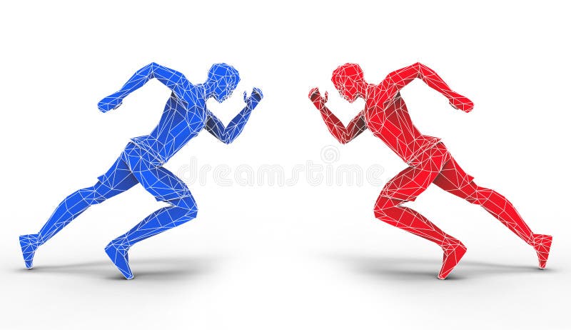 Red and blue running men stock illustration. Illustration of outdoor ...