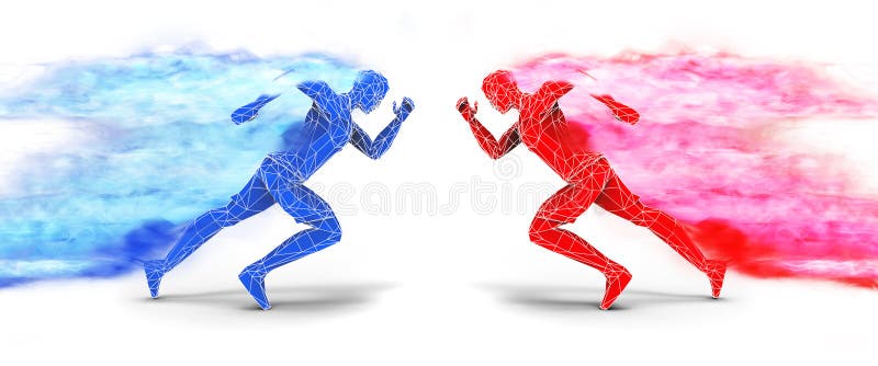 Red and Blue Running Men - Smoke Trails FX Stock Illustration ...