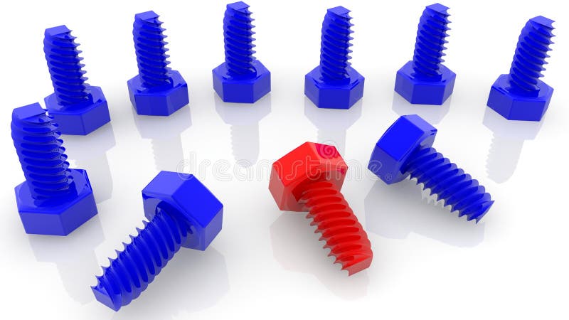 Red and Blue Screws on White Stock Illustration - Illustration of ...