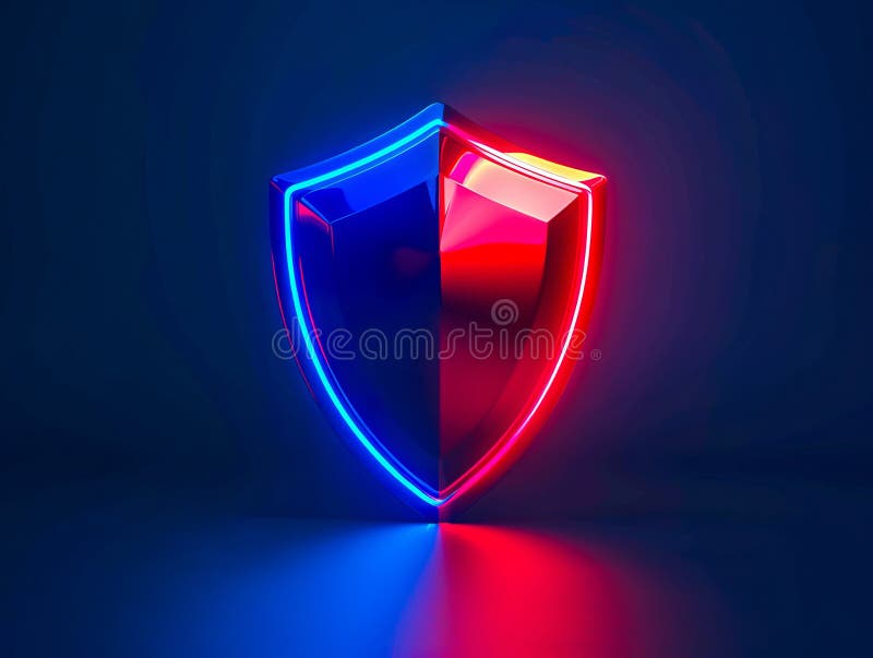 A Red and Blue Shield with Neon Lights Stock Photo - Image of shield ...
