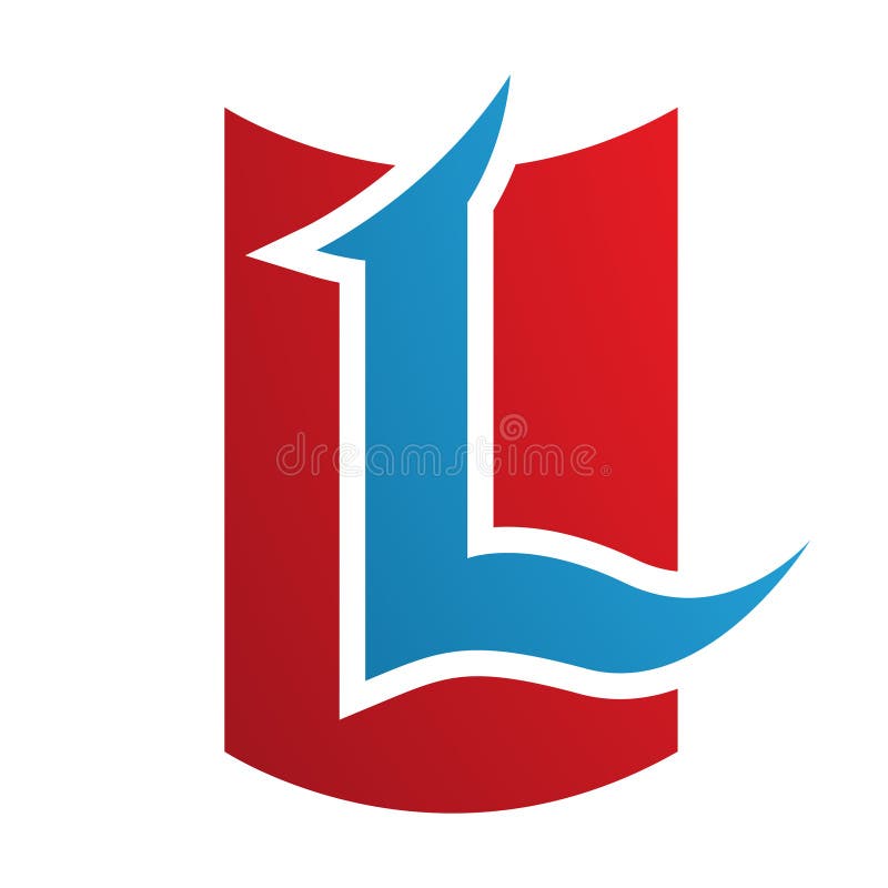 Red and Blue Shield Shaped Letter L Icon Stock Vector - Illustration of ...
