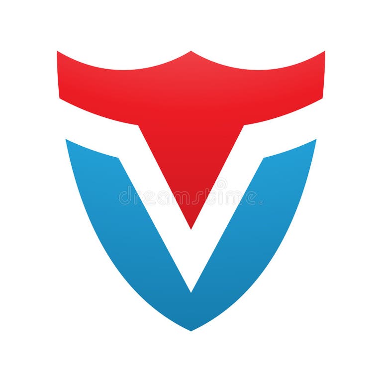 Red and Blue Shield Shaped Letter V Icon Stock Vector - Illustration of ...