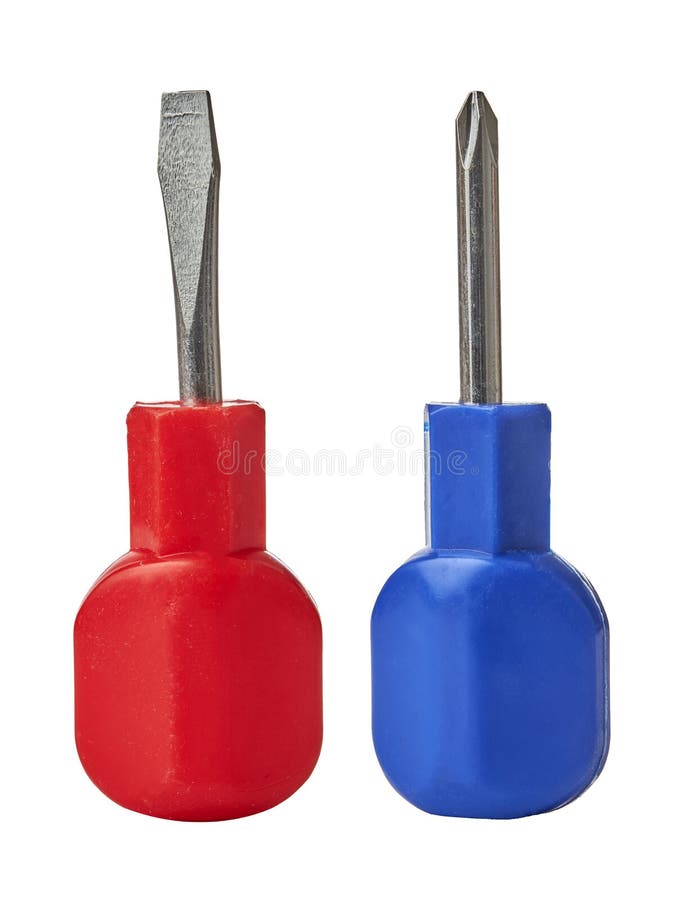 Red and Blue Shiny Metal and Plastic Tool Screwdriver for Repair Stock ...