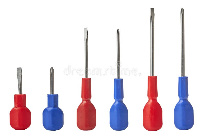 Red and Blue Shiny Metal and Plastic Tool Screwdriver for Repair Stock ...