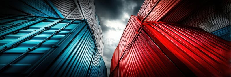 Red and Blue Shipping Containers Collide in Dramatic Mid-Air ...
