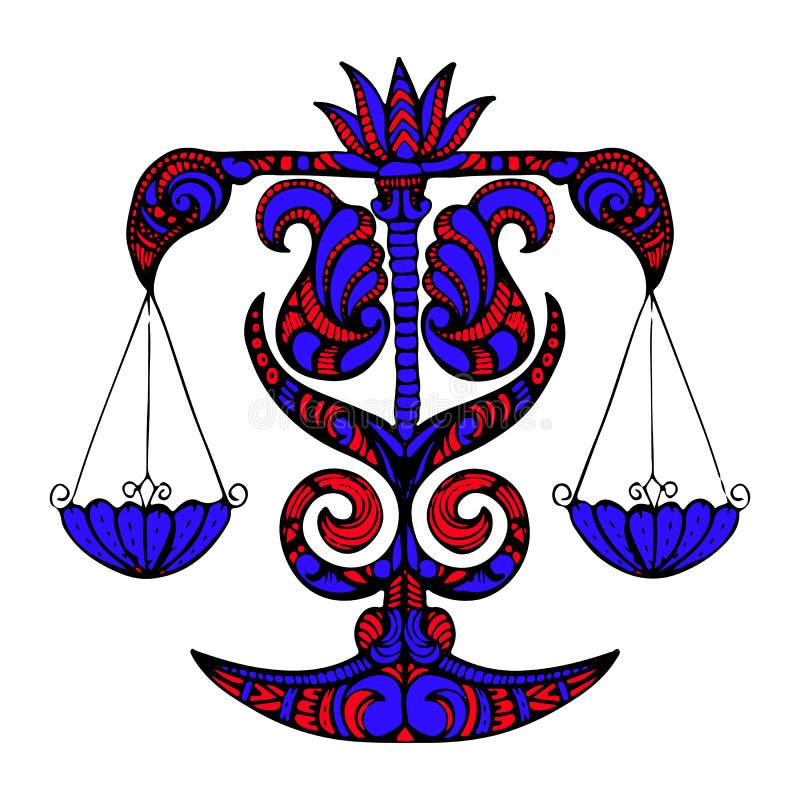 Red-blue Silhouette of a Libra, a Zodiac Sign on a White Background ...