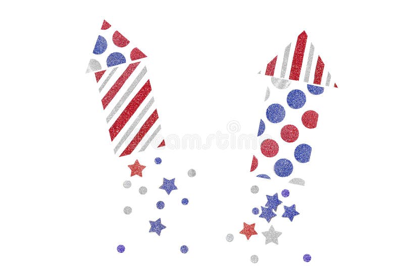 Red Blue and Silver Glitter Rocket Paper Cut Background Stock ...