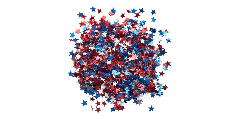 Red, Blue, and Silver Star Confetti Pile Isolated on Transparent ...