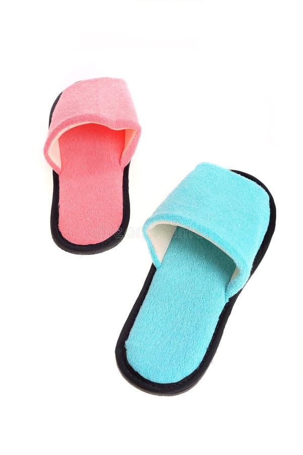 Red and Blue Slippers Footwear Isolated Stock Photo - Image of foot ...