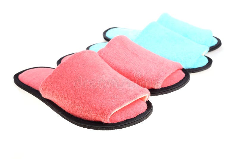 Red and Blue Slippers Footwear Isolated Stock Image - Image of fluffy ...