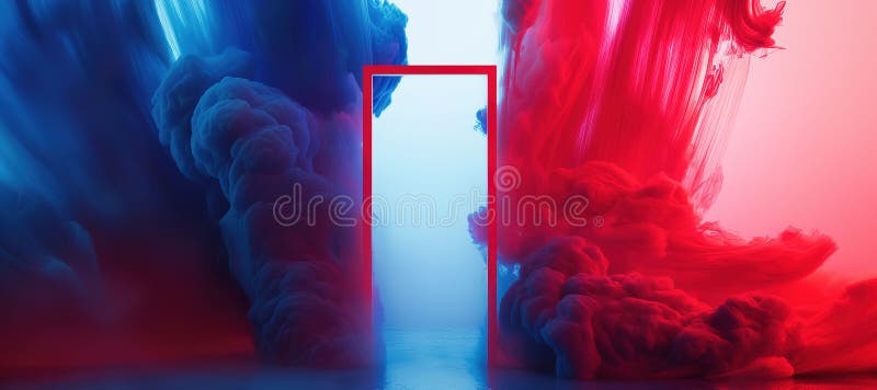 Red Blue Smoke with Glowing Box Frame Background Stock Illustration ...