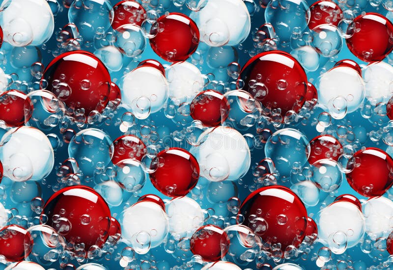 Red and Blue Soap Bubbles on White Background. Seamless Background ...