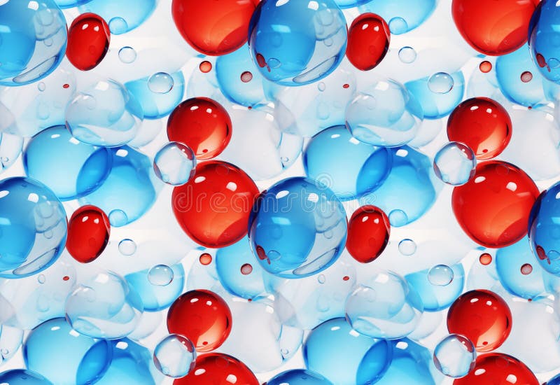 Red and Blue Soap Bubbles on White Background. Seamless Background ...