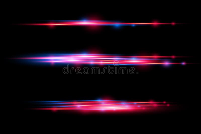 Red, Blue Laser Beams, Horizontal Light Rays. Stock Illustration ...