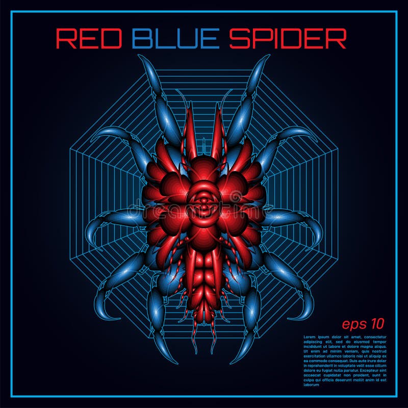 RED BLUE SPIDER stock vector. Illustration of color - 219252593