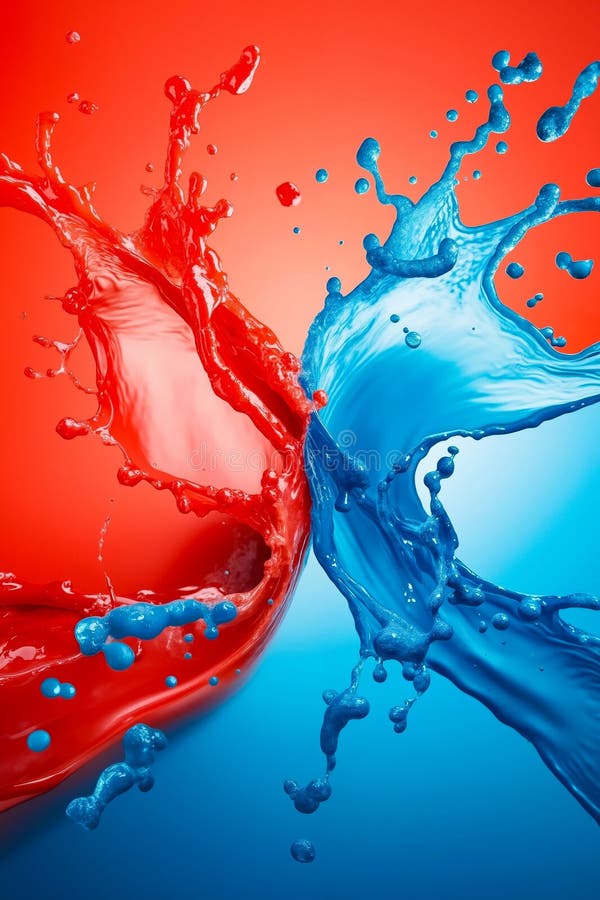 A Red and Blue Splash of Water on a Blue and Red Background Stock Image ...