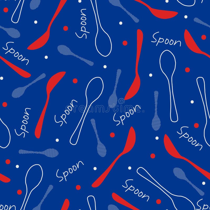 Red Blue Spoons Vector Graphic Silhouette Seamless Pattern Stock Vector ...