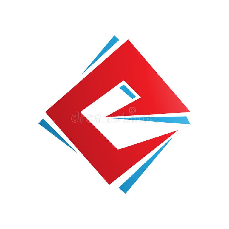 Red and Blue Square Diamond Letter E Icon Stock Vector - Illustration ...