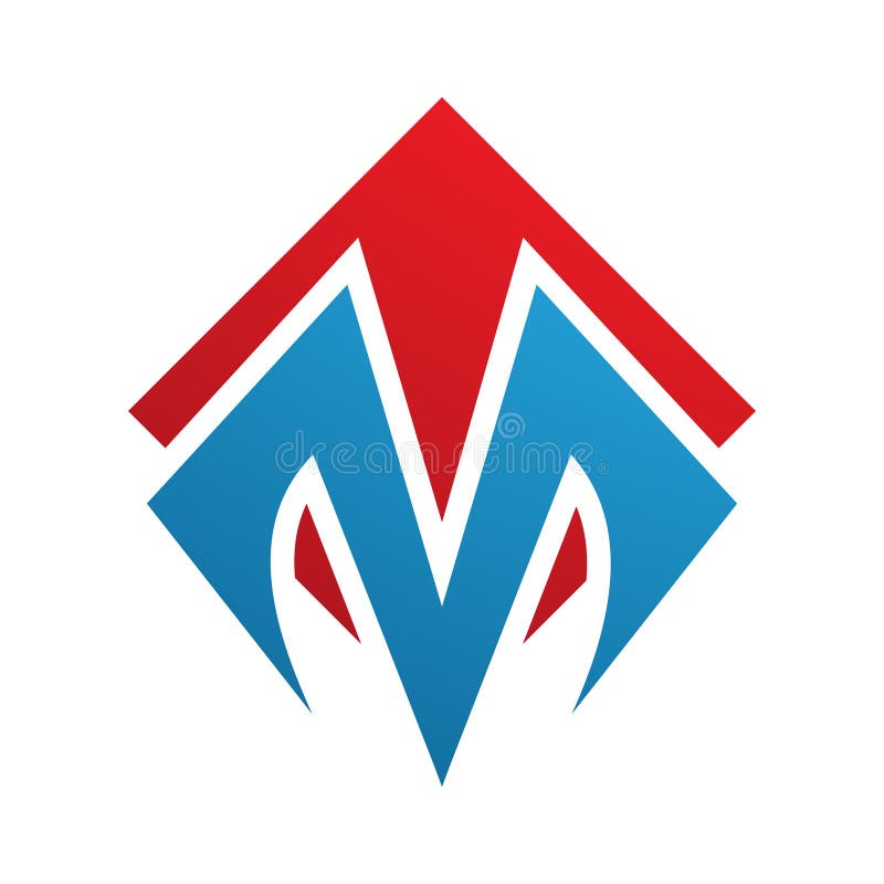Red and Blue Square Diamond Shaped Letter M Icon Stock Vector ...