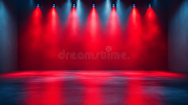 Red and Blue Stage Lighting Illuminates Empty Room Stock Illustration ...