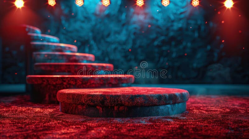 A Red and Blue Stage with a Red Step Stock Illustration - Illustration ...