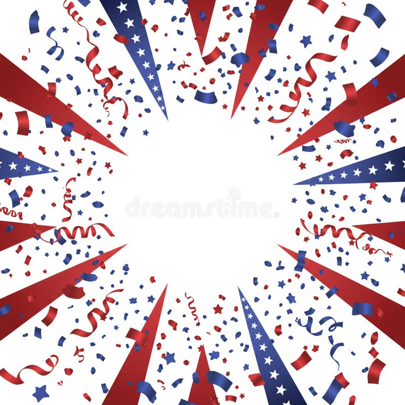 Red and Blue Star-spangled Stripes Radiate from the Corners, Converging ...