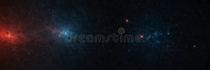 Red and Blue Stars on Black Empty Space Universe Void Panoramic Wide ...
