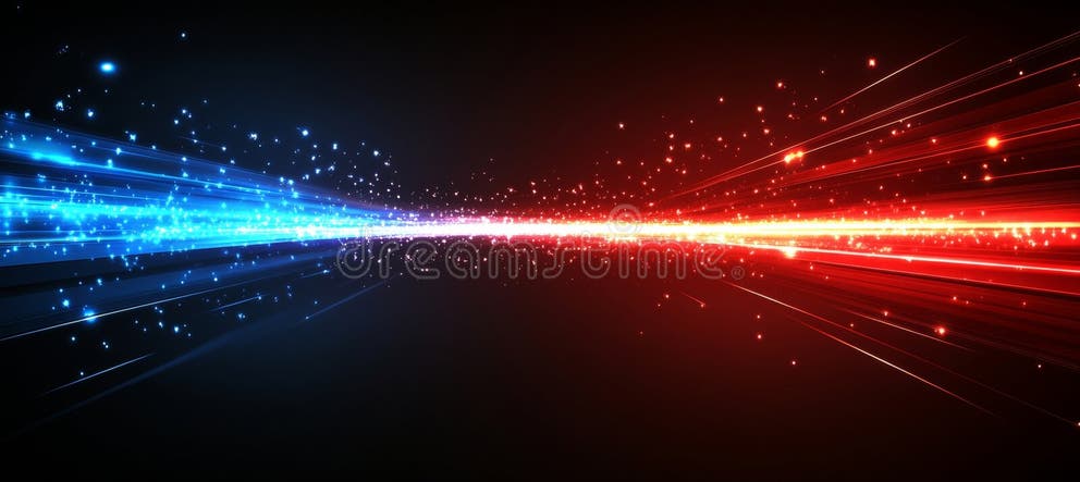 Red and Blue Streaks of Light, Abstract Technology Background ...