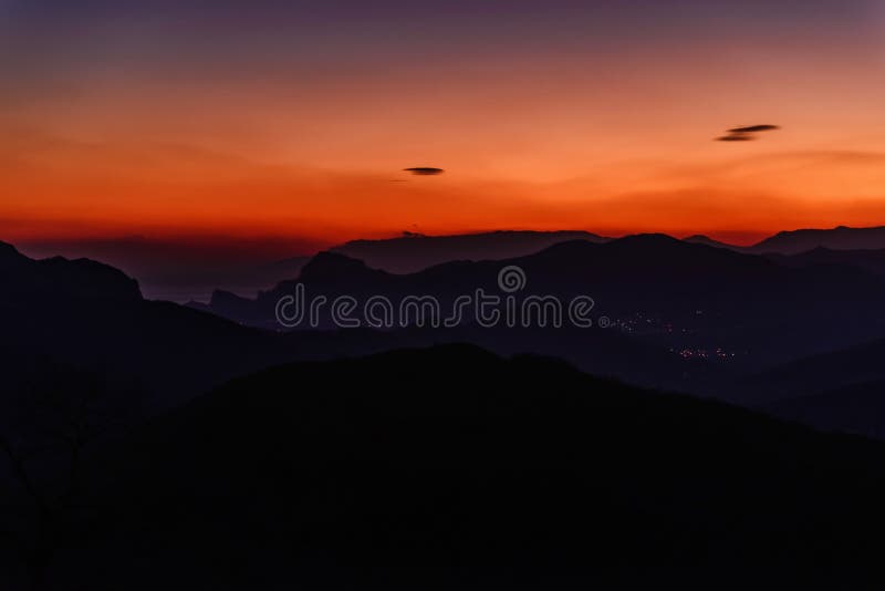 Red-blue Sunset in the Mountains Stock Image - Image of sunrise, dawn ...