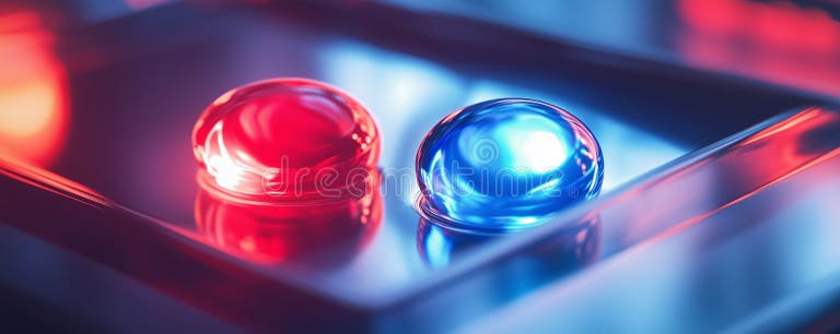Red and Blue Test Samples Placed on a Shiny Chrome Tray Capturing ...